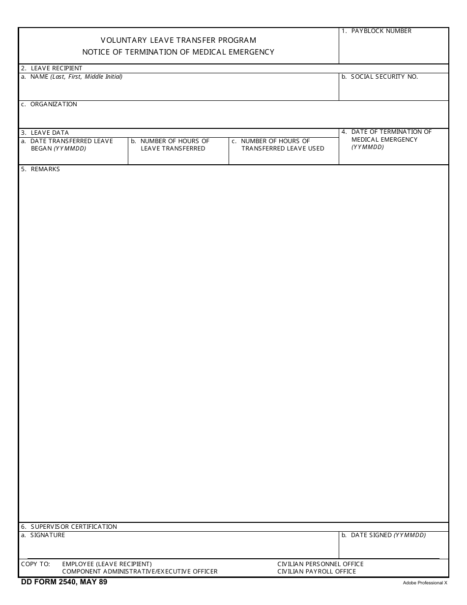 DD Form 2540 - Fill Out, Sign Online and Download Fillable PDF ...