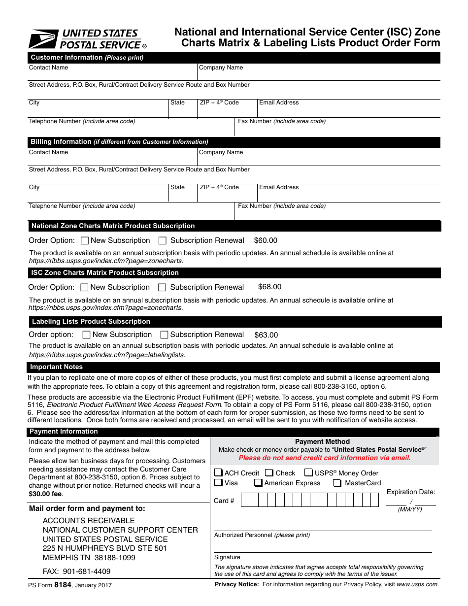 PS Form 8184 - Fill Out, Sign Online and Download Printable PDF ...