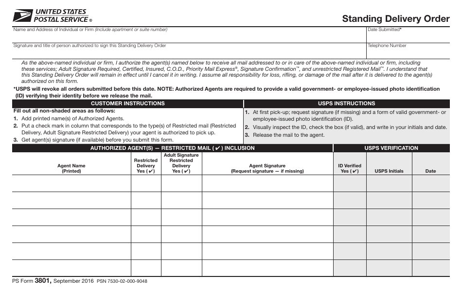 PS Form 3801 - Fill Out, Sign Online and Download Printable PDF ...
