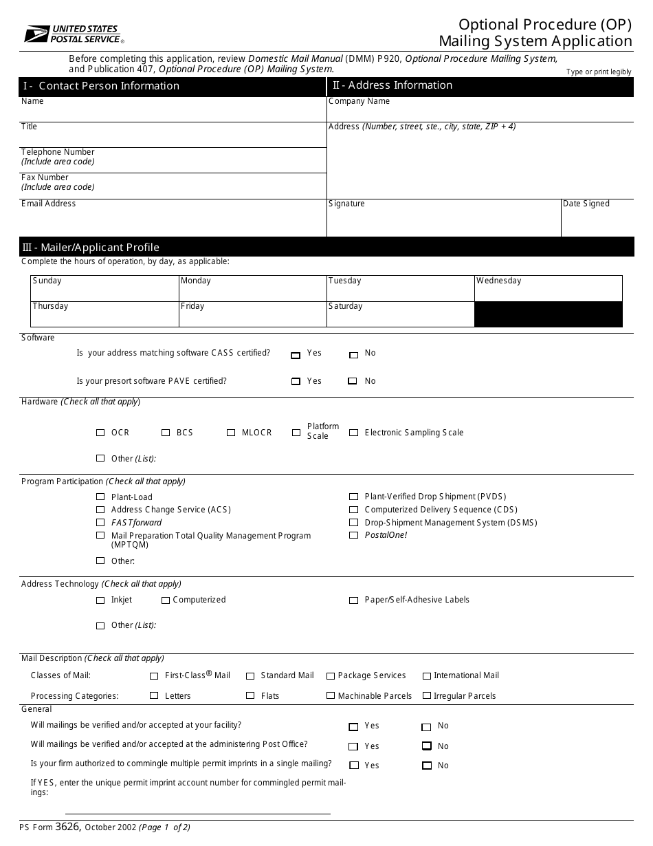 PS Form 3626 - Fill Out, Sign Online and Download Fillable PDF ...