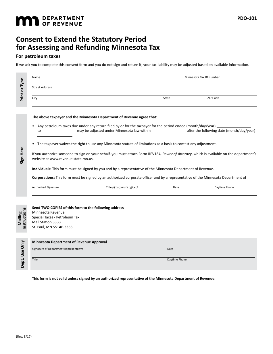 Form PDO-101 - Fill Out, Sign Online and Download Fillable PDF ...