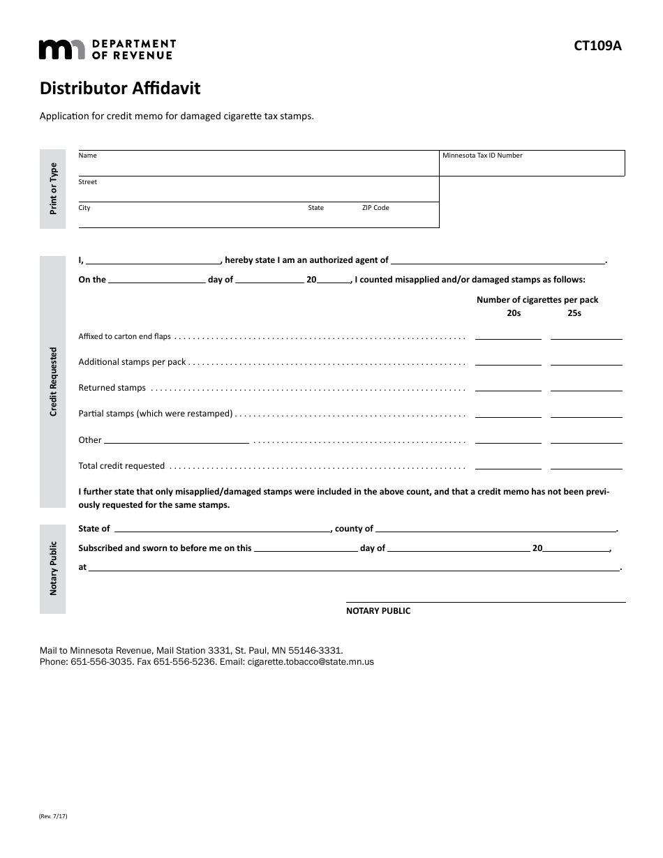 Form CT109A - Fill Out, Sign Online and Download Fillable PDF ...