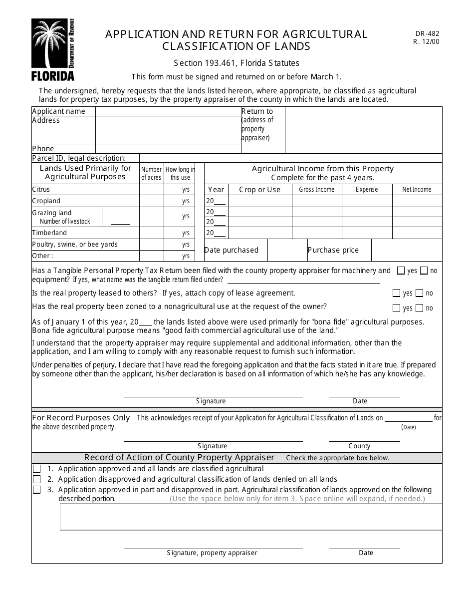 Form DR-482 - Fill Out, Sign Online and Download Fillable PDF, Florida ...