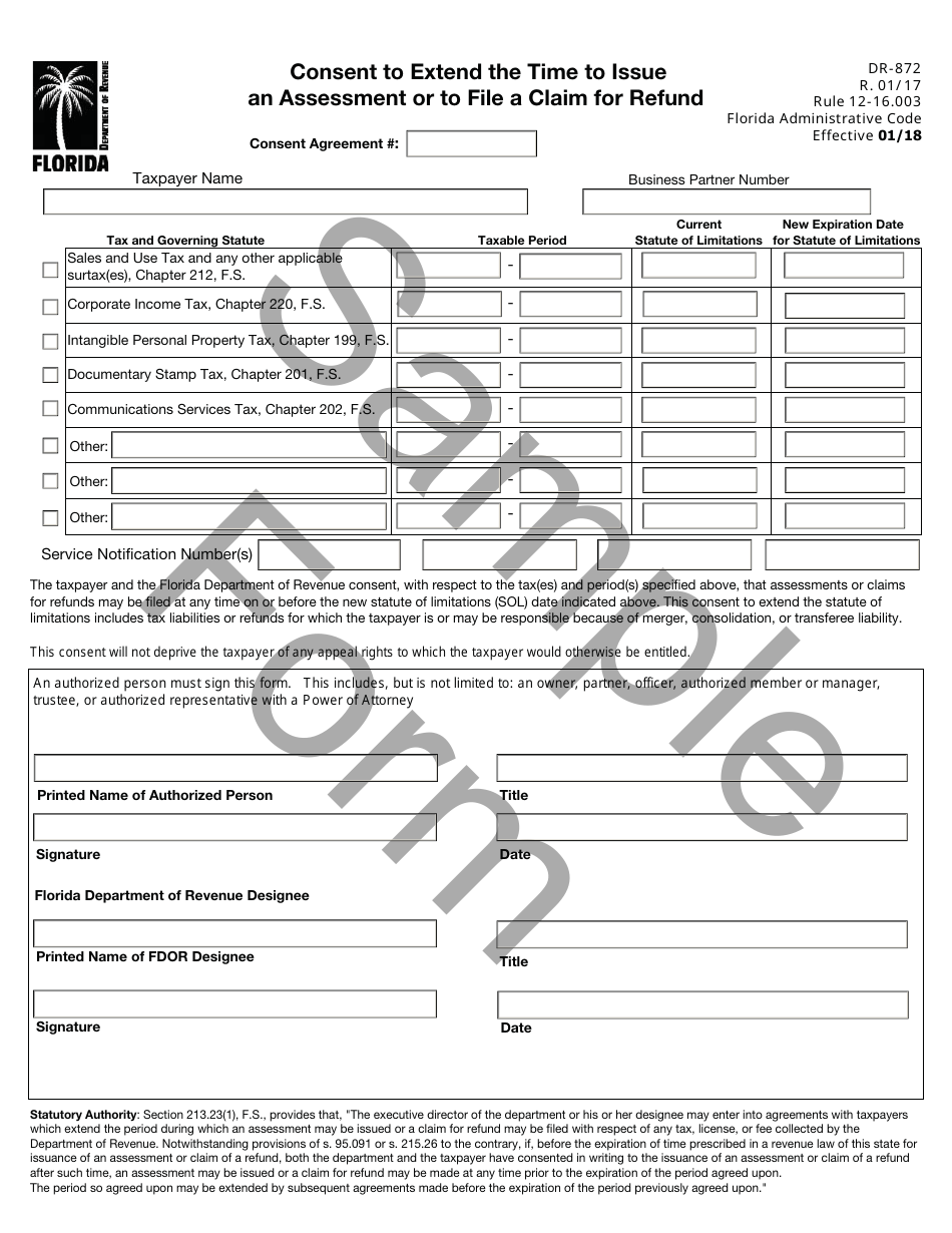 Sample Form DR-872 - Fill Out, Sign Online and Download Printable PDF ...