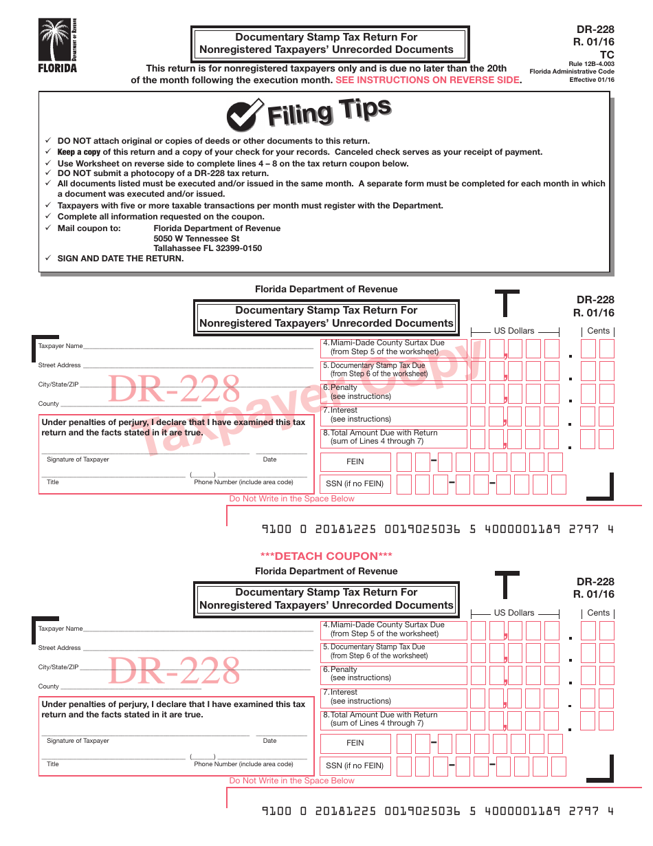 Form DR-228 - Fill Out, Sign Online and Download Printable PDF, Florida ...