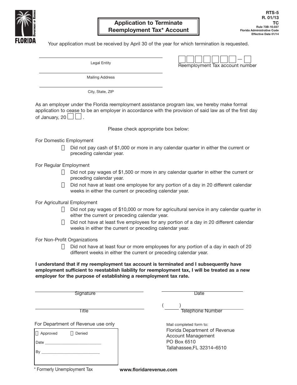 Form RTS-5 - Fill Out, Sign Online and Download Printable PDF, Florida ...