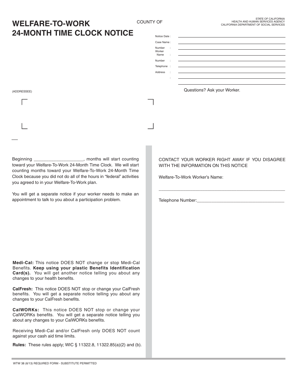 Form WTW38 - Fill Out, Sign Online and Download Fillable PDF ...