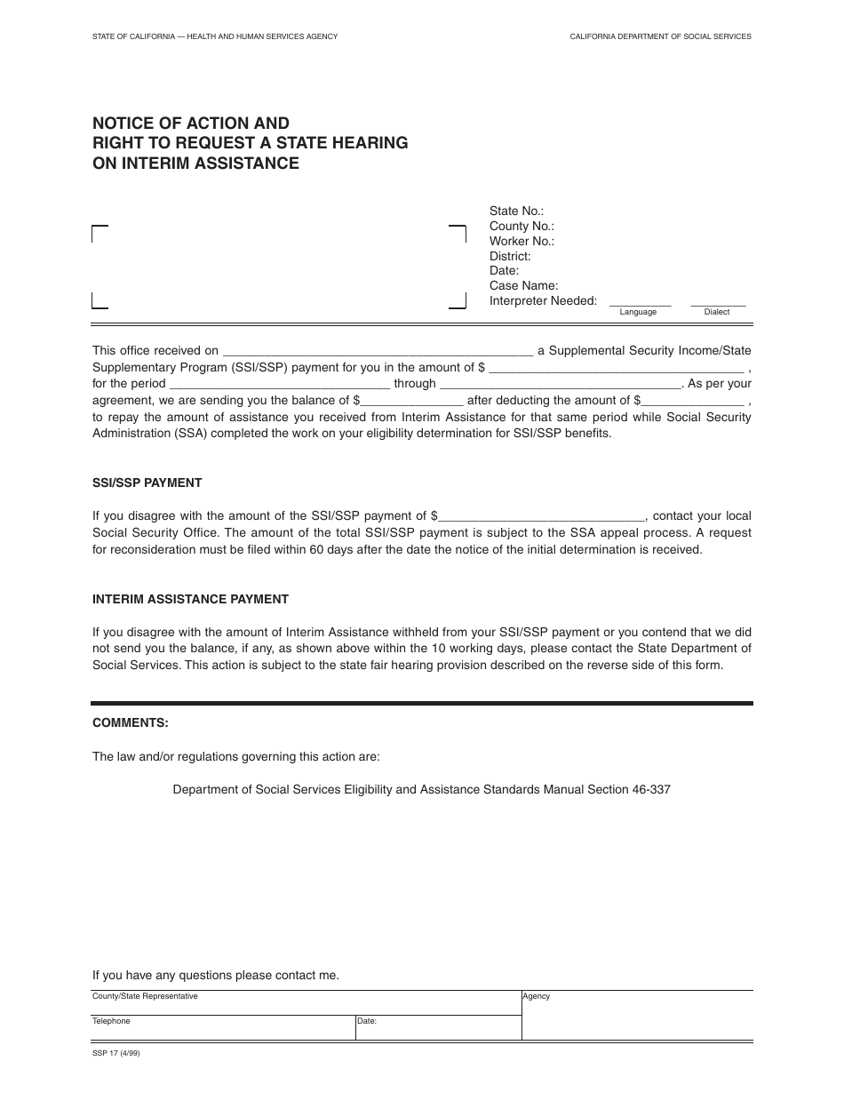 Form SSP17 - Fill Out, Sign Online and Download Fillable PDF ...