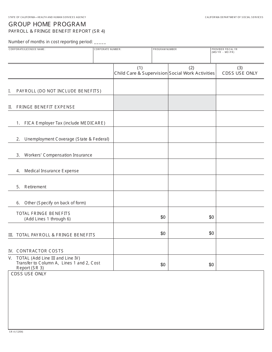 Form SR4 - Fill Out, Sign Online and Download Fillable PDF, California ...