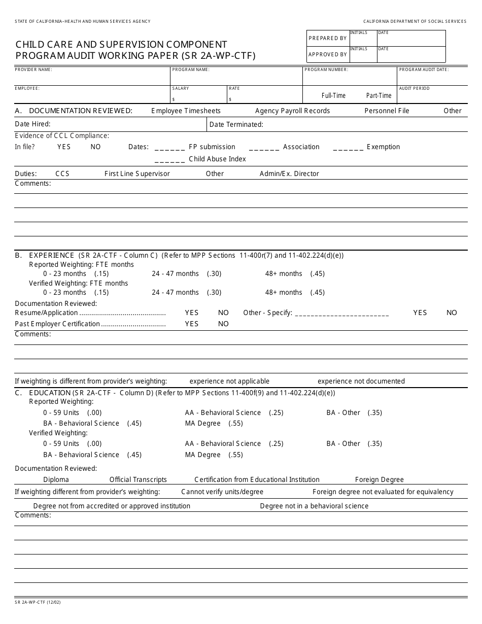Form SR2A-WP-CTF - Fill Out, Sign Online and Download Fillable PDF ...