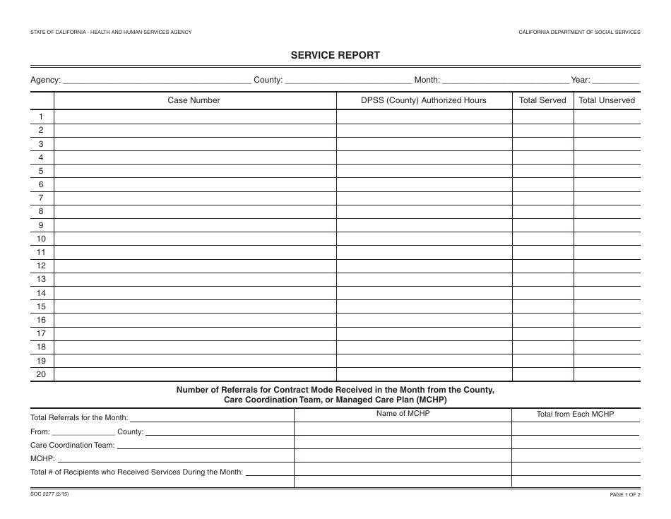 Form SOC2277 - Fill Out, Sign Online and Download Fillable PDF ...