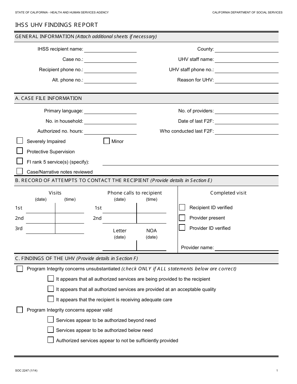 Form SOC2247 - Fill Out, Sign Online and Download Fillable PDF ...