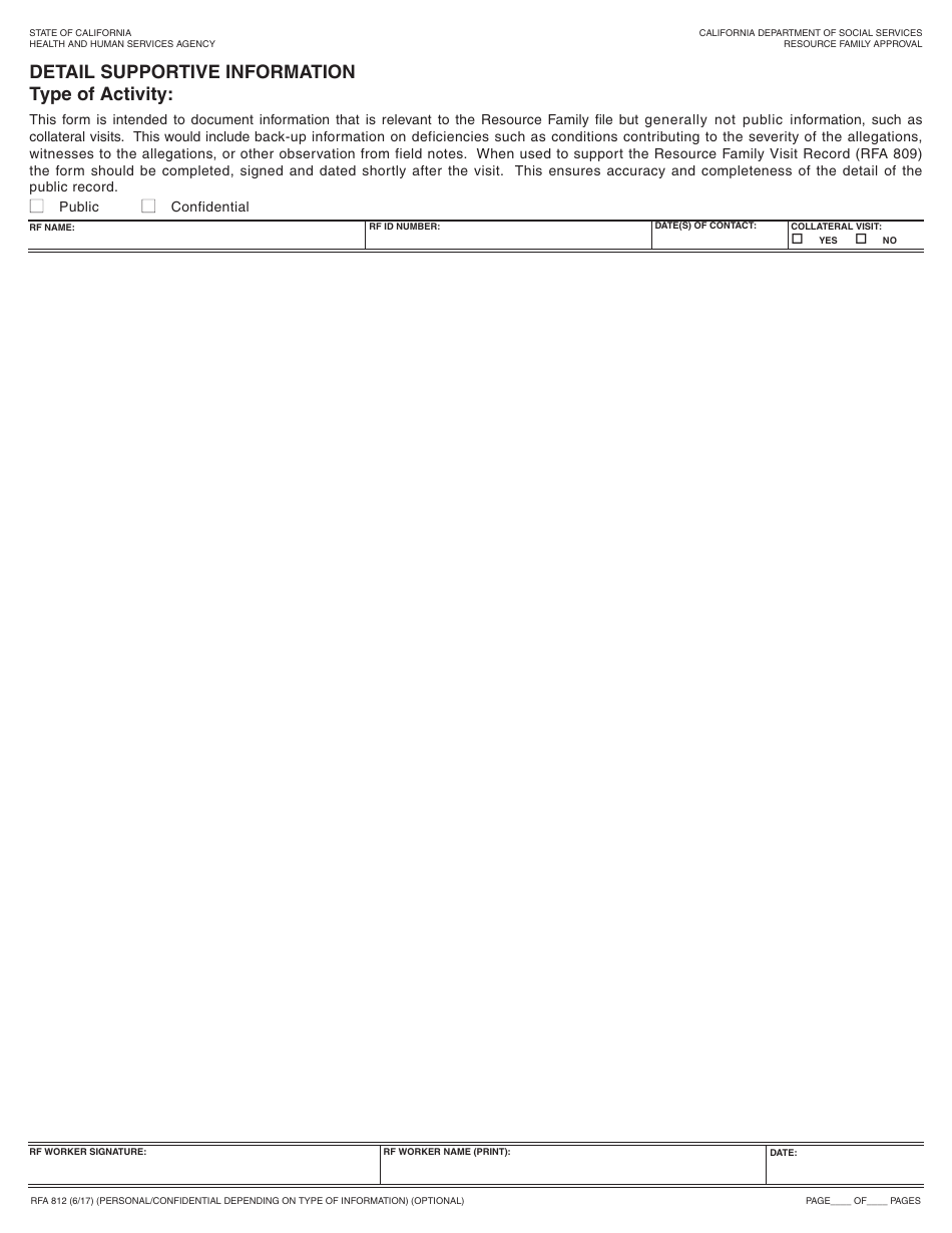 Form RFA812 - Fill Out, Sign Online and Download Fillable PDF ...