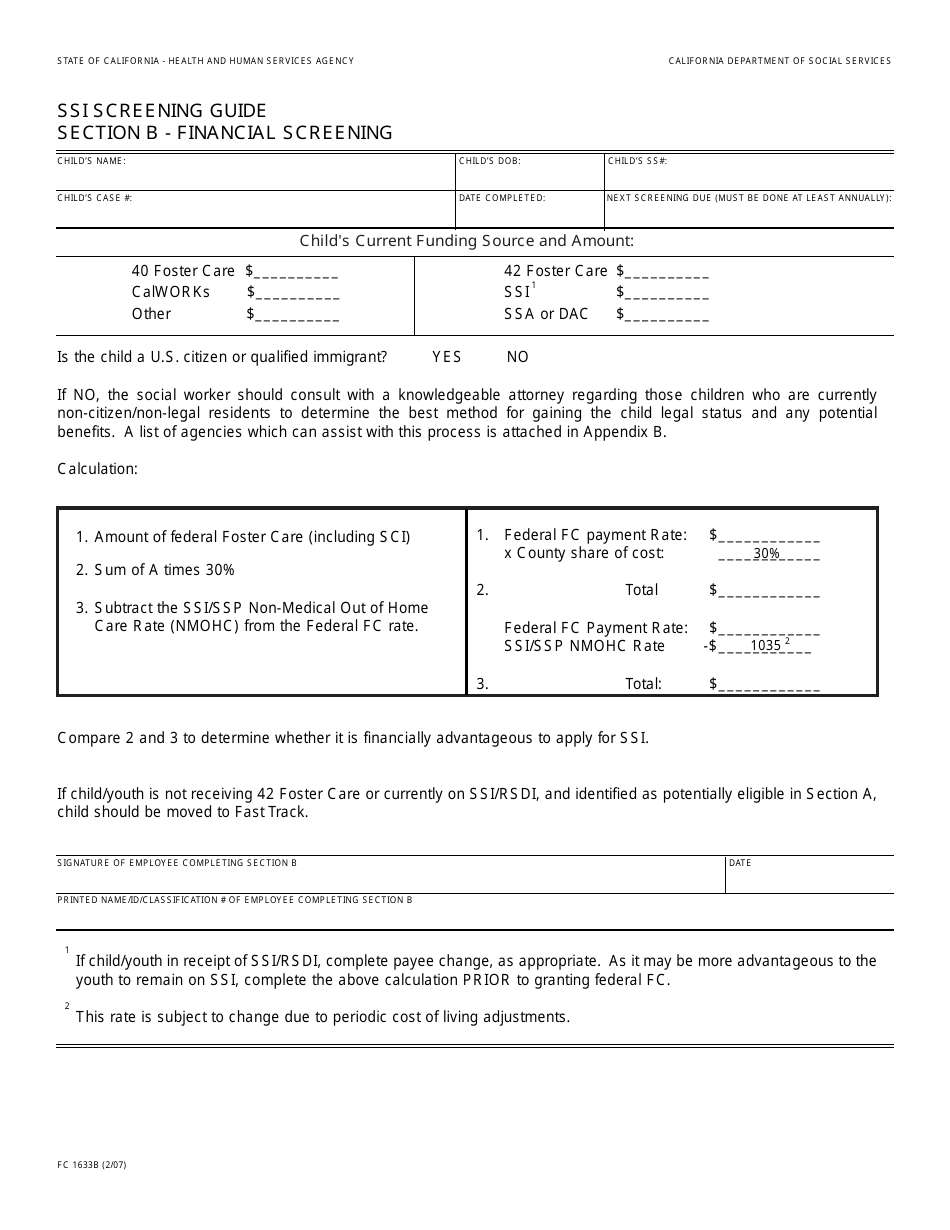 Form FC1633B - Fill Out, Sign Online and Download Fillable PDF ...