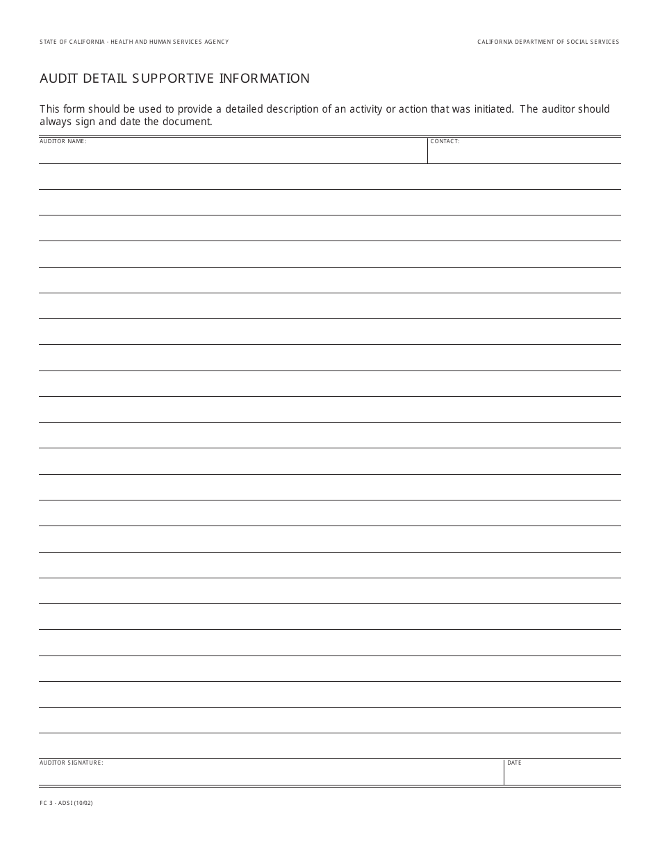Form FC3-ADSI - Fill Out, Sign Online and Download Fillable PDF ...