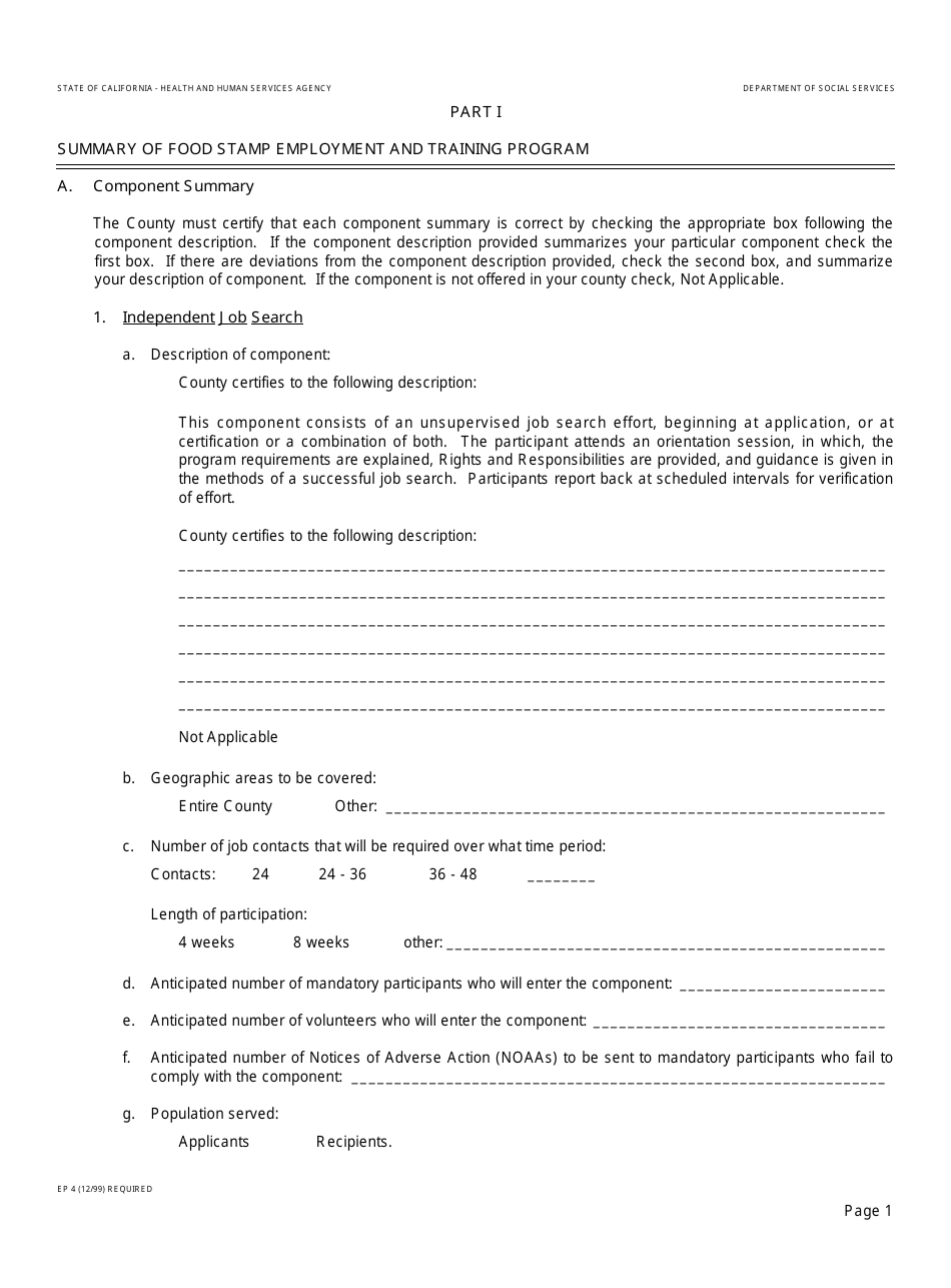 Form EP4 - Fill Out, Sign Online and Download Fillable PDF, California ...