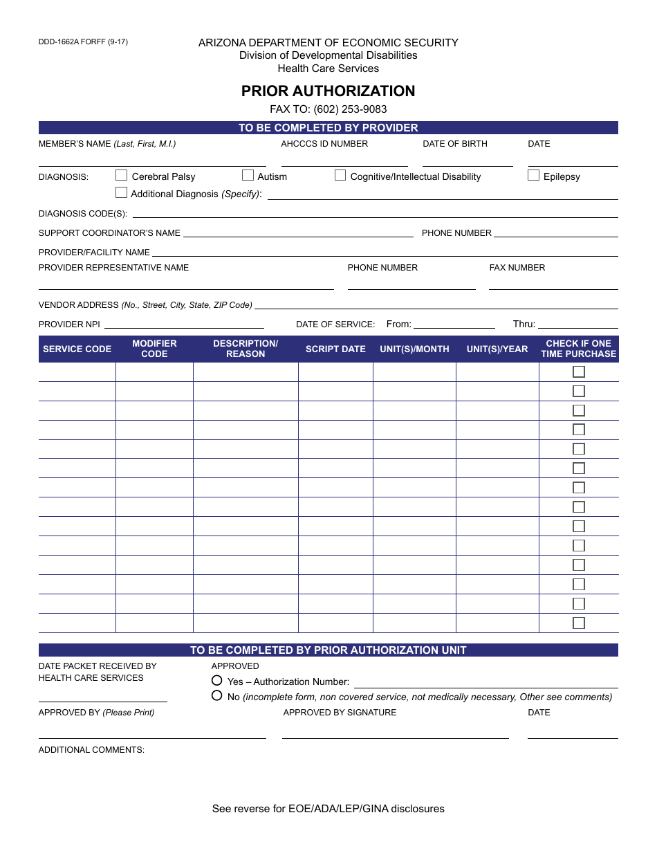 Form DDD-1662A FORFF - Fill Out, Sign Online and Download Fillable PDF ...
