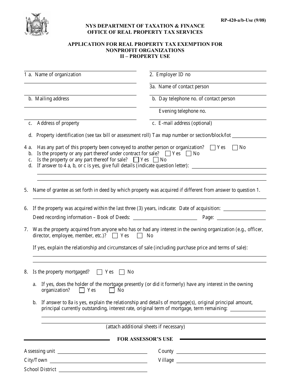 Form RP-420-A/B-USE - Fill Out, Sign Online and Download Fillable PDF ...