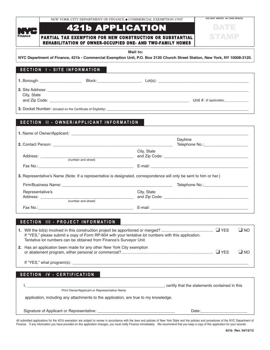 Form 421B - Fill Out, Sign Online and Download Printable PDF, New York ...