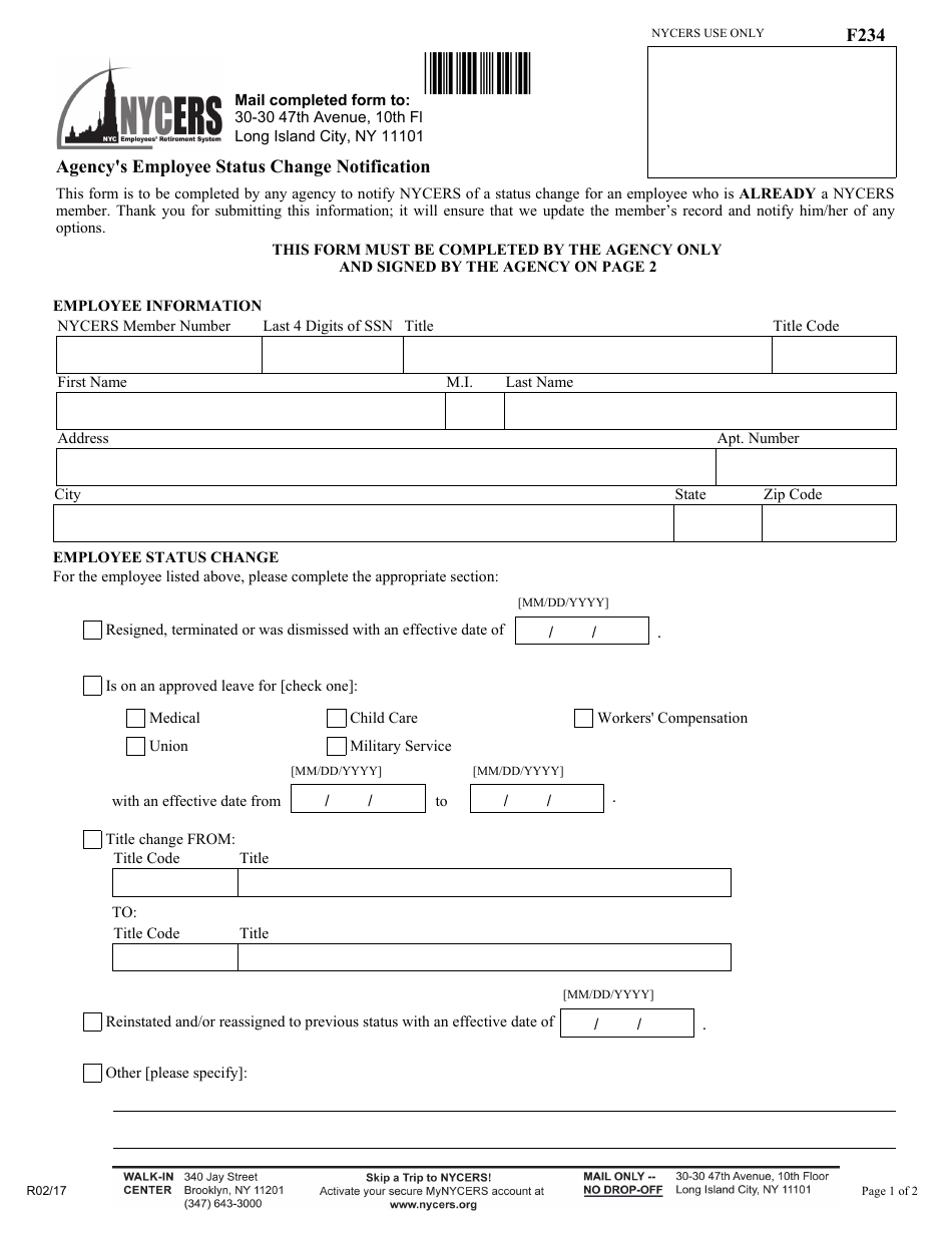 Form F234 - Fill Out, Sign Online and Download Printable PDF, New York ...