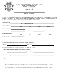 Arizona Record of Delivery Download Fillable PDF | Templateroller