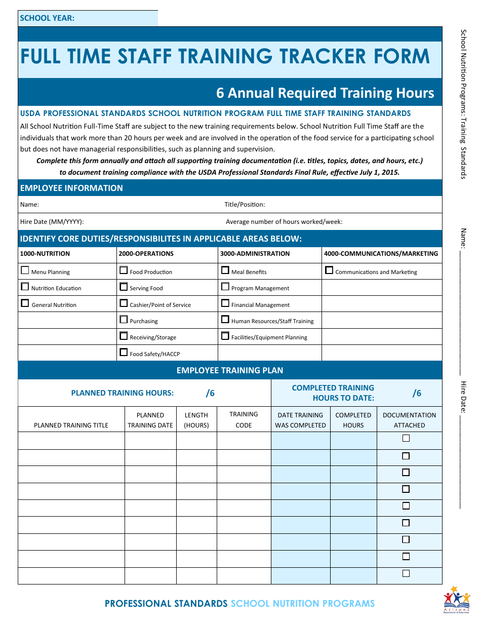 Arizona Full Time Staff Training Tracker Form - Fill Out, Sign Online ...