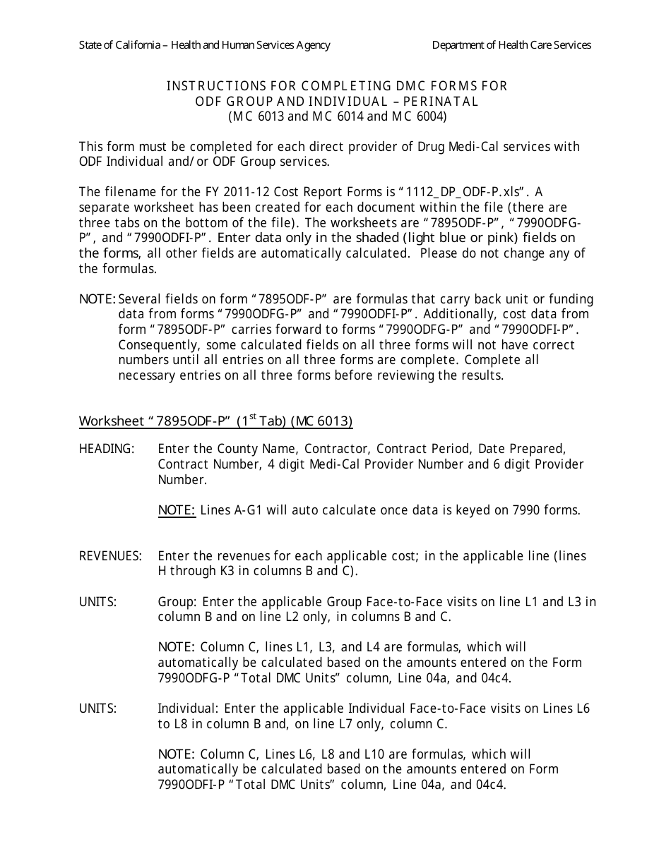 Download Instructions for Form MC6013, MC6014, MC6004 PDF | Templateroller
