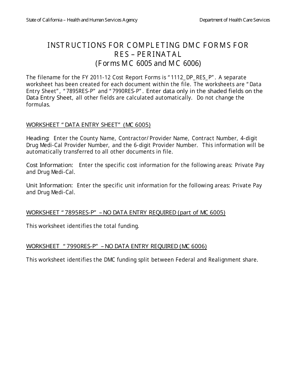 Download Instructions for Form MC6005, MC6006 PDF | Templateroller