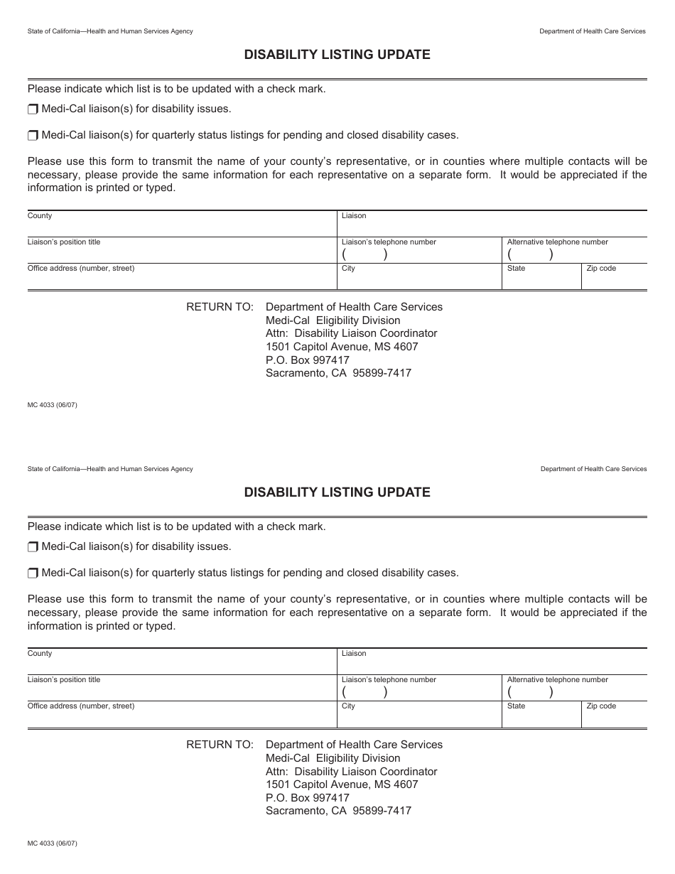 Form MC4033 - Fill Out, Sign Online and Download Fillable PDF ...