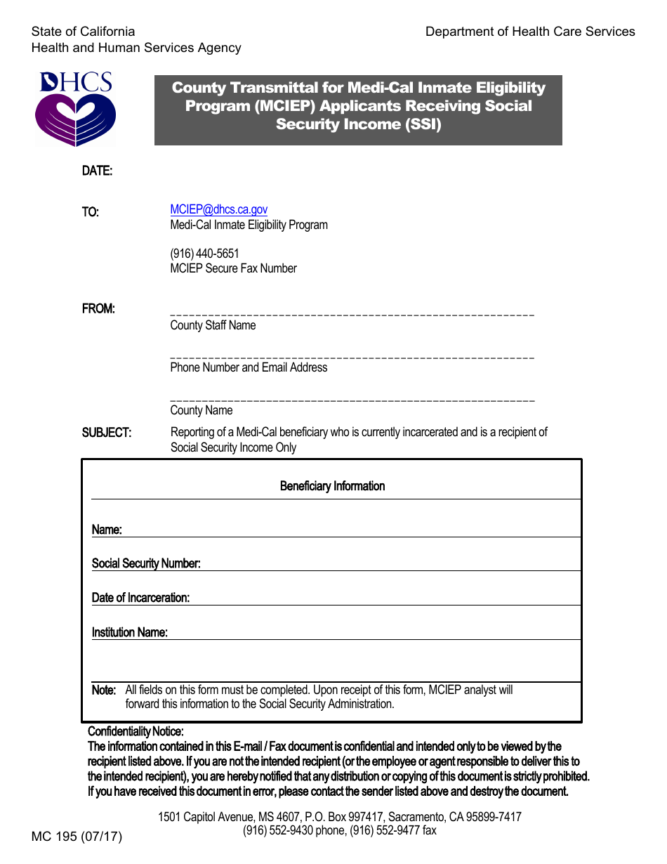 Form MC195 - Fill Out, Sign Online and Download Fillable PDF ...