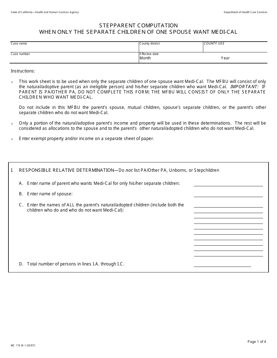 Form MC176 W.1 - Fill Out, Sign Online and Download Printable PDF ...
