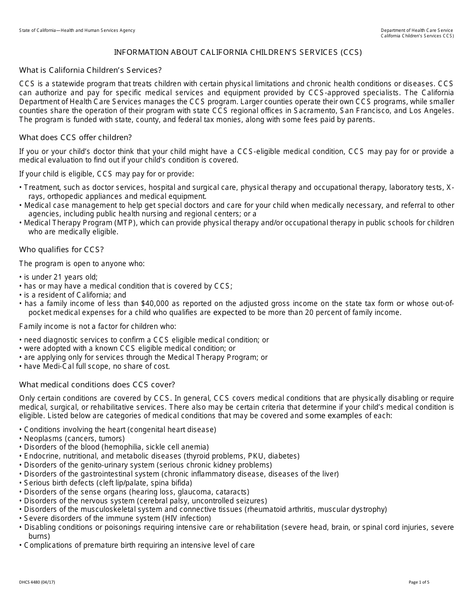 Form DHCS4480 - Fill Out, Sign Online and Download Fillable PDF ...