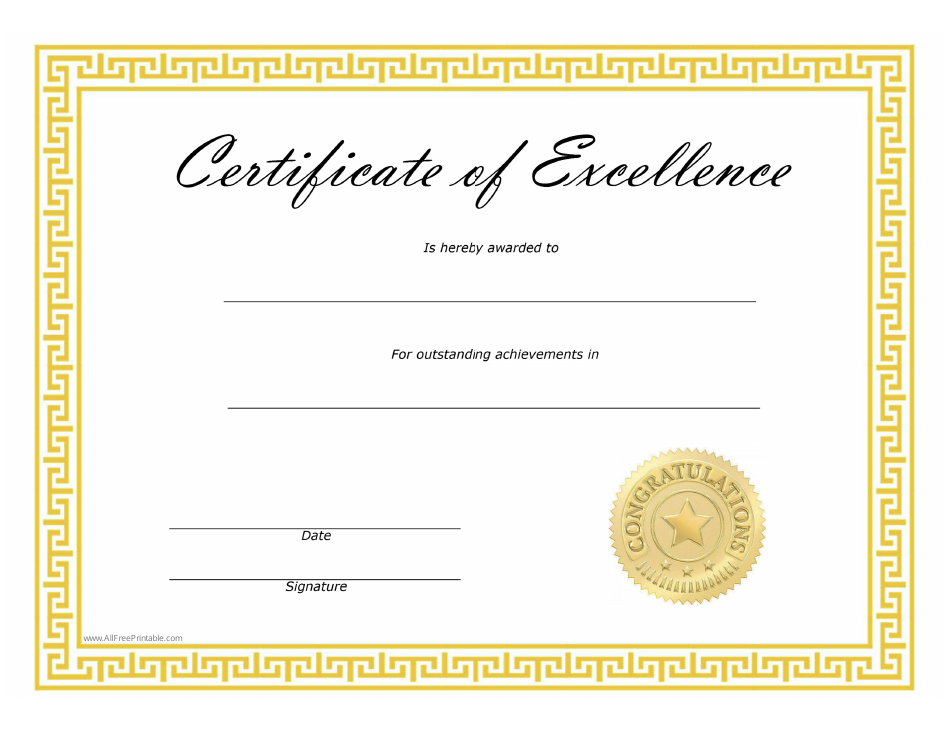 Certificate of Excellence Template - Congratulations Download Printable ...