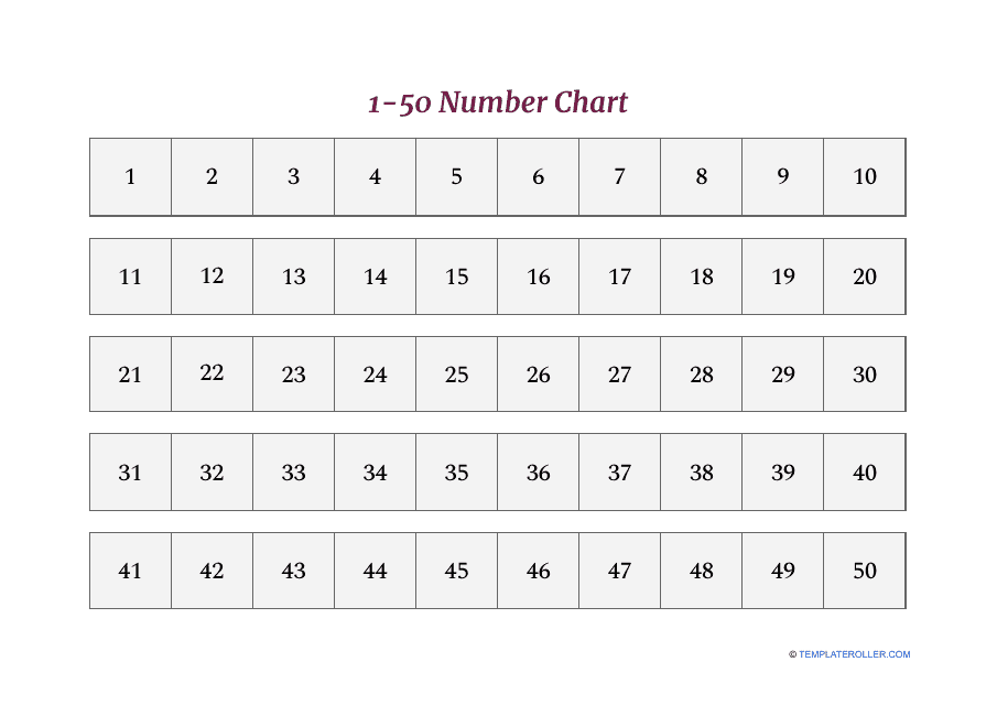 Printable Number Grid 1 50 Printable Number Grid 1 50