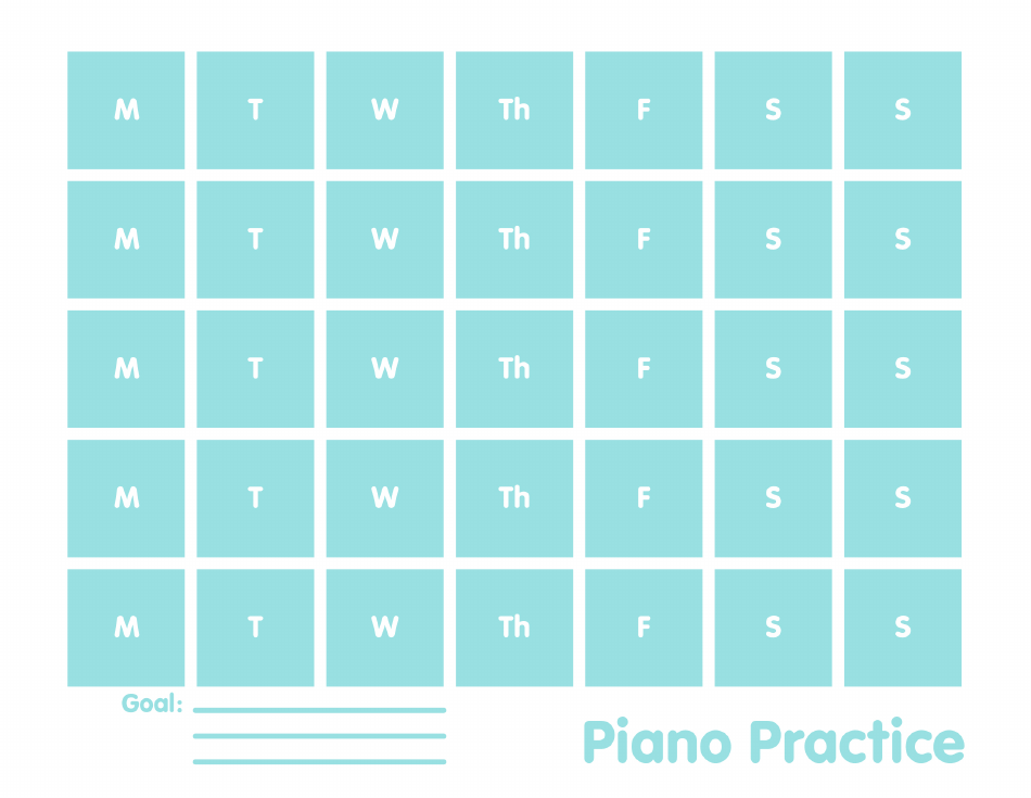 Piano Practice Chart Download Printable PDF | Templateroller