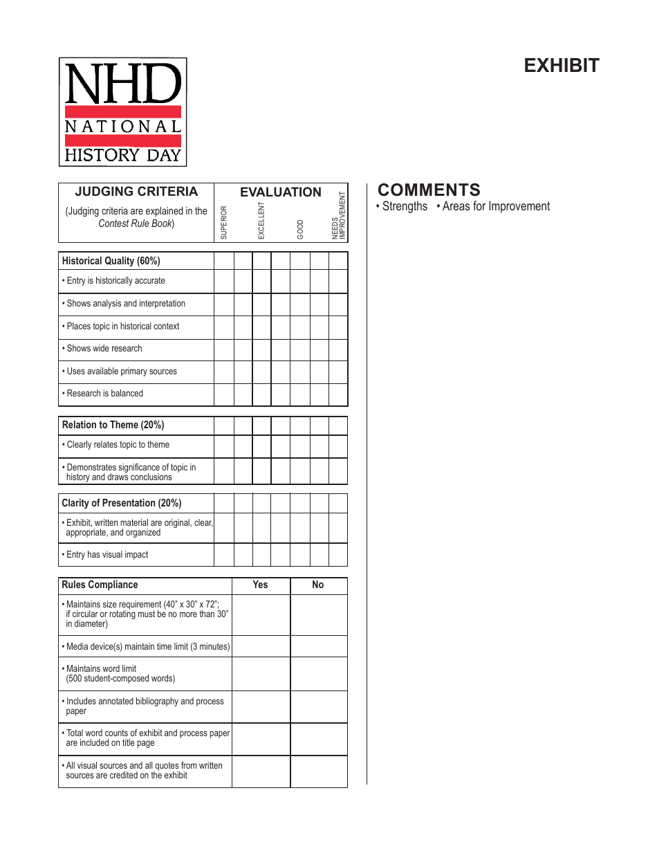 Evaluation Template - National History Day Download Printable PDF ...