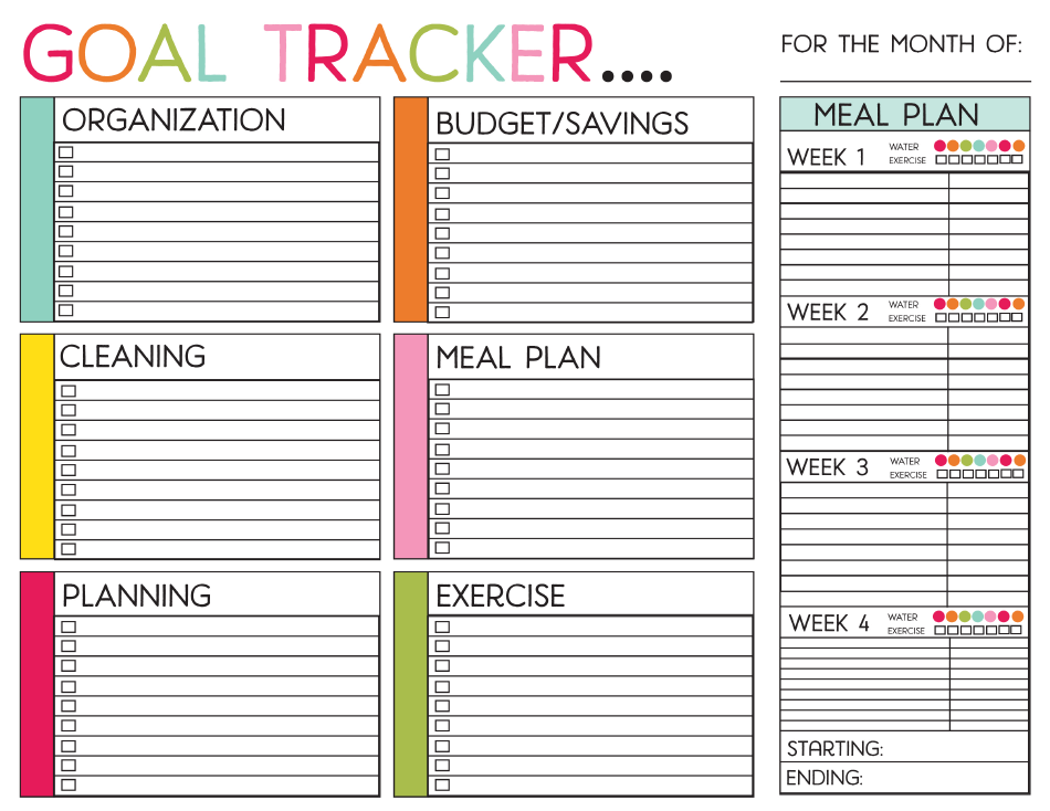 Goal Tracker Chart Template Download Printable PDF | Templateroller