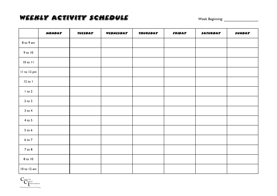 Western Australia Australia Weekly Activity Schedule - Fill Out, Sign ...