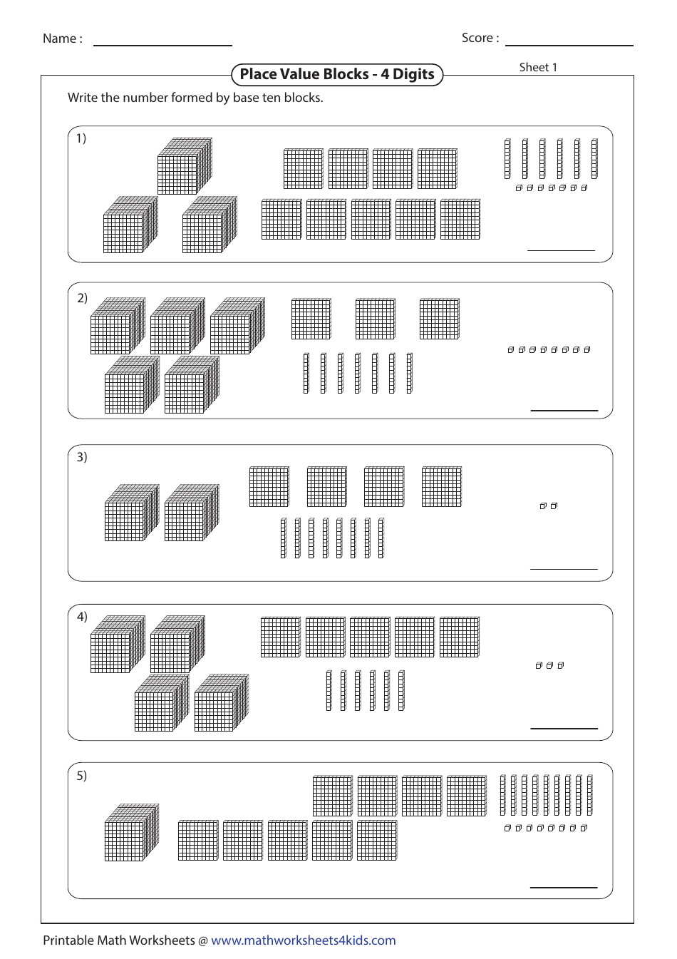 Printable Base Ten Blocks