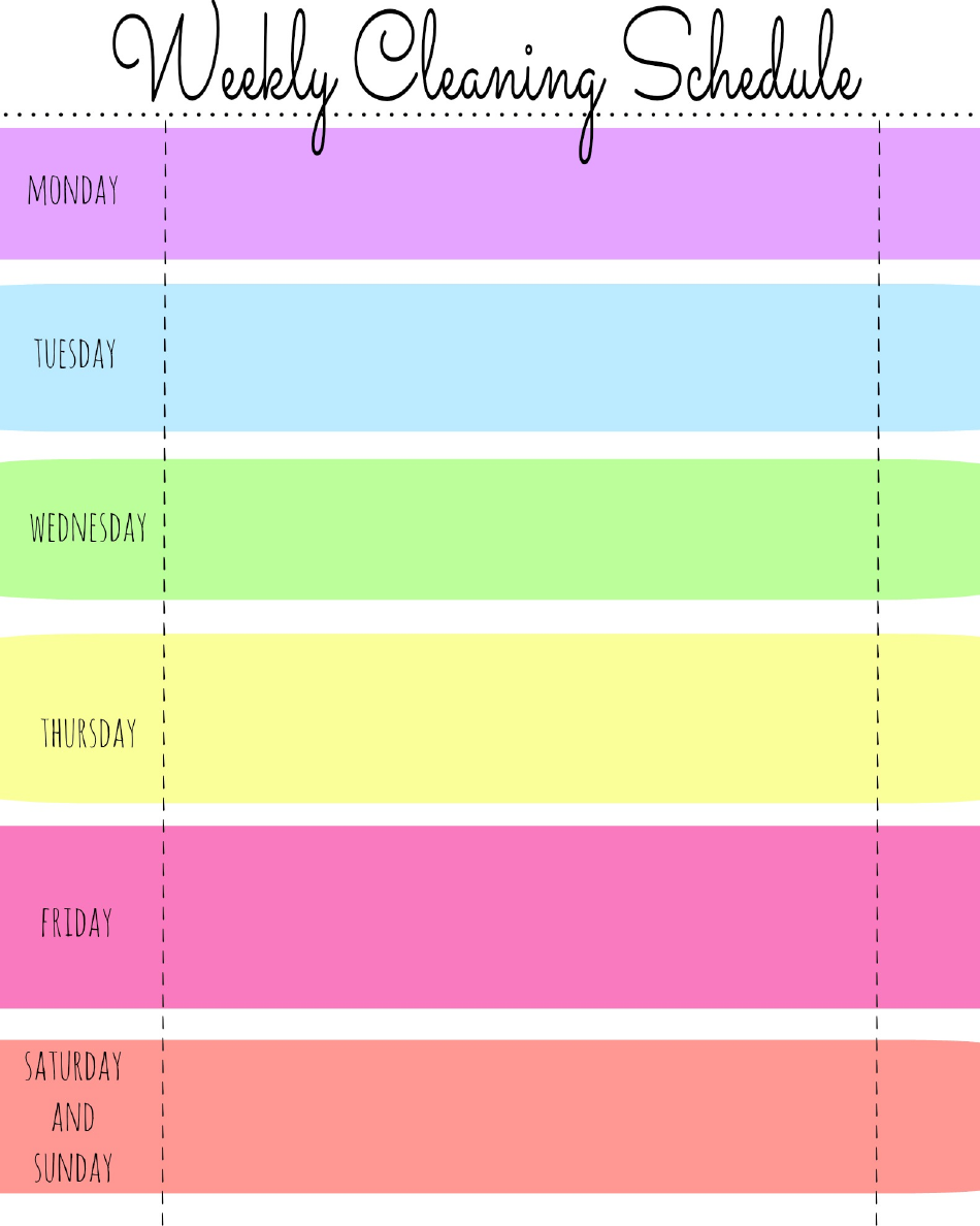 Multicolor Weekly Cleaning Schedule Template Download Printable PDF 