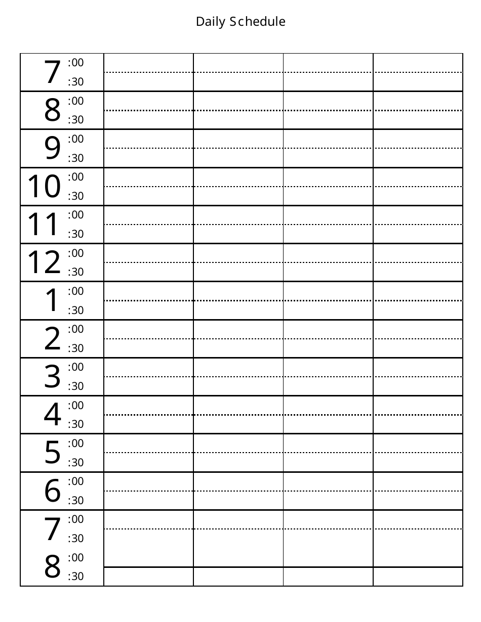 4 Persons Daily Schedule Template Download Printable PDF | Templateroller