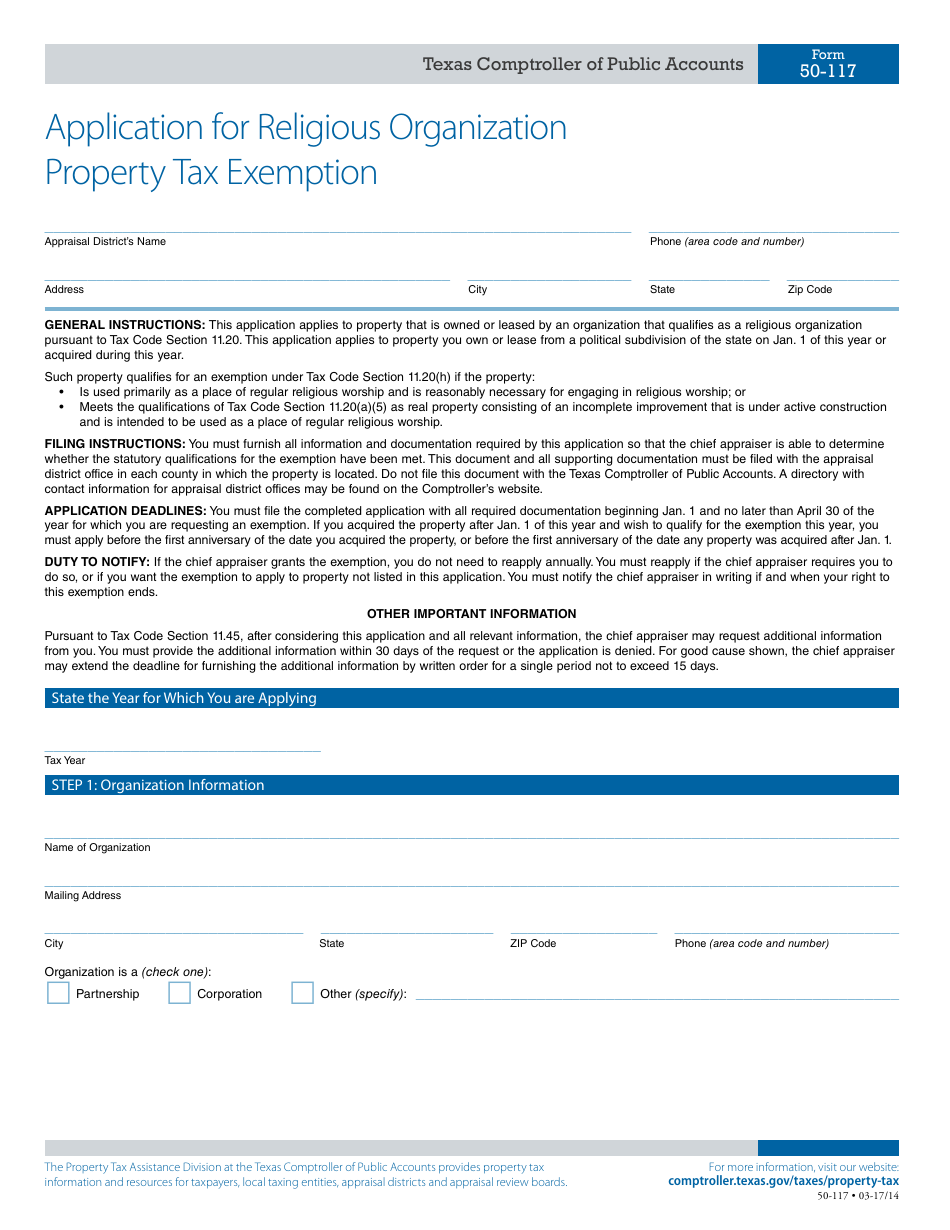 Form 50-117 - Fill Out, Sign Online and Download Fillable PDF, Texas ...