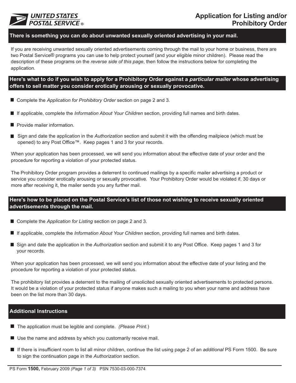 PS Form 1500 - Fill Out, Sign Online and Download Printable PDF ...