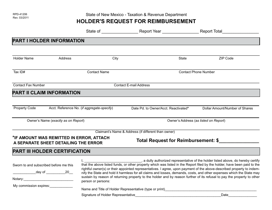 Form RPD-41206 - Fill Out, Sign Online and Download Printable PDF, New ...