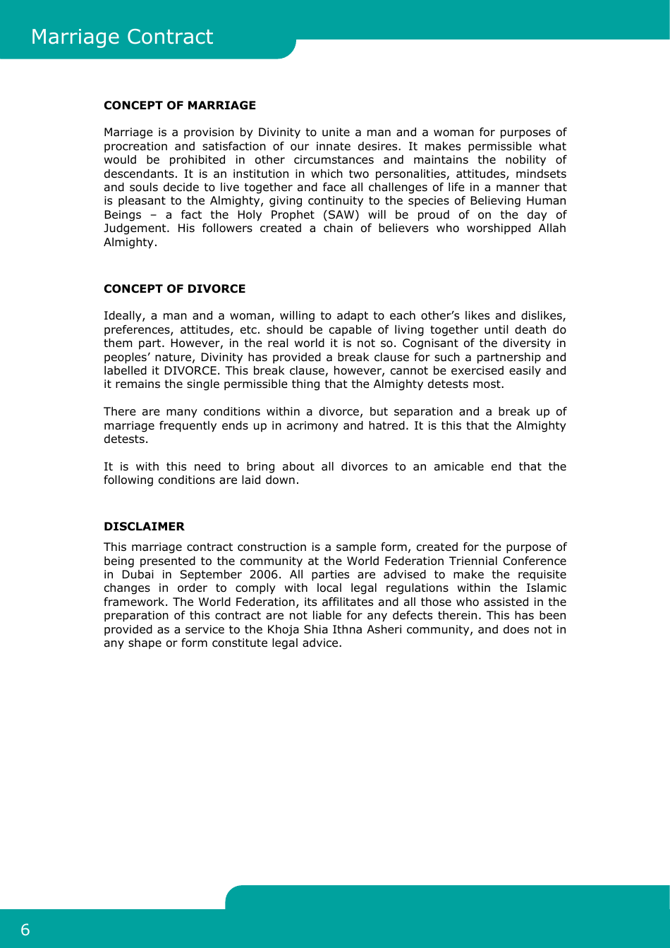 Islamic Marriage Contract Template - Fill Out, Sign Online and Download PDF | Templateroller