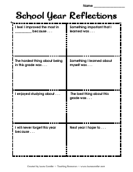 School Year Reflections Card Template Download Printable PDF ...