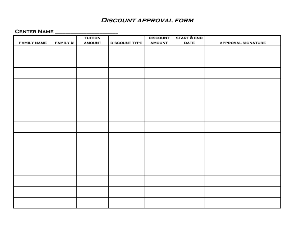 Discount Approval Form - Fill Out, Sign Online and Download PDF ...