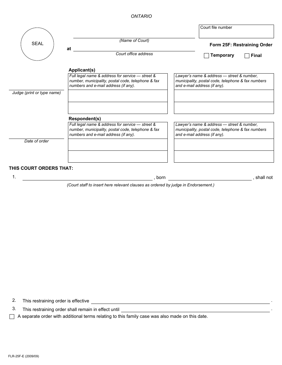 Form 25F - Fill Out, Sign Online and Download Fillable PDF, Ontario ...