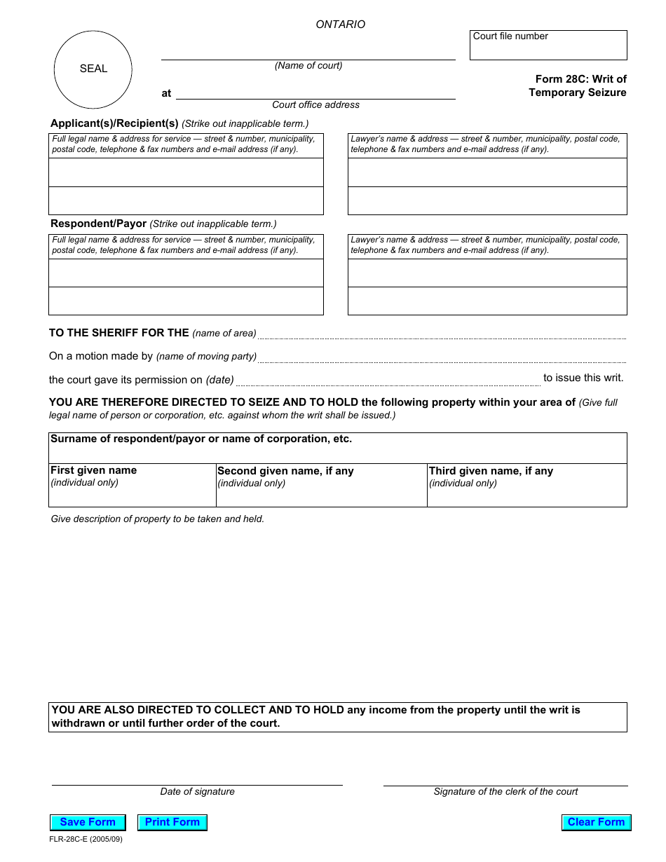 Form 28C - Fill Out, Sign Online and Download Fillable PDF, Ontario ...