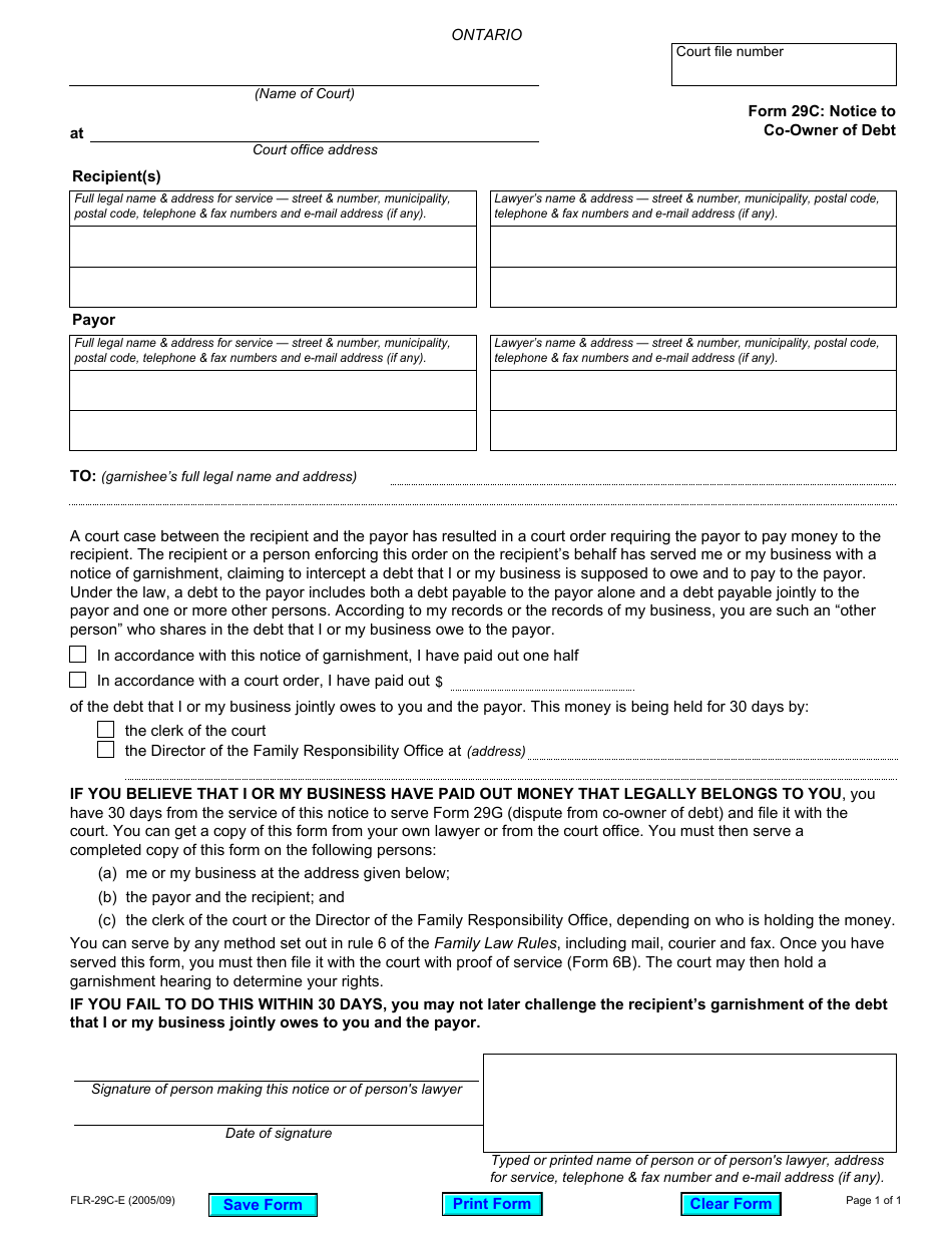 Form 29C - Fill Out, Sign Online and Download Fillable PDF, Ontario ...